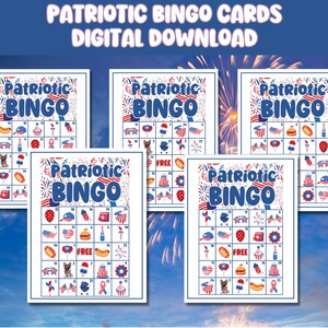 30 Patriotic Bingo Cards | Printable 4th of July Game | Independence ...