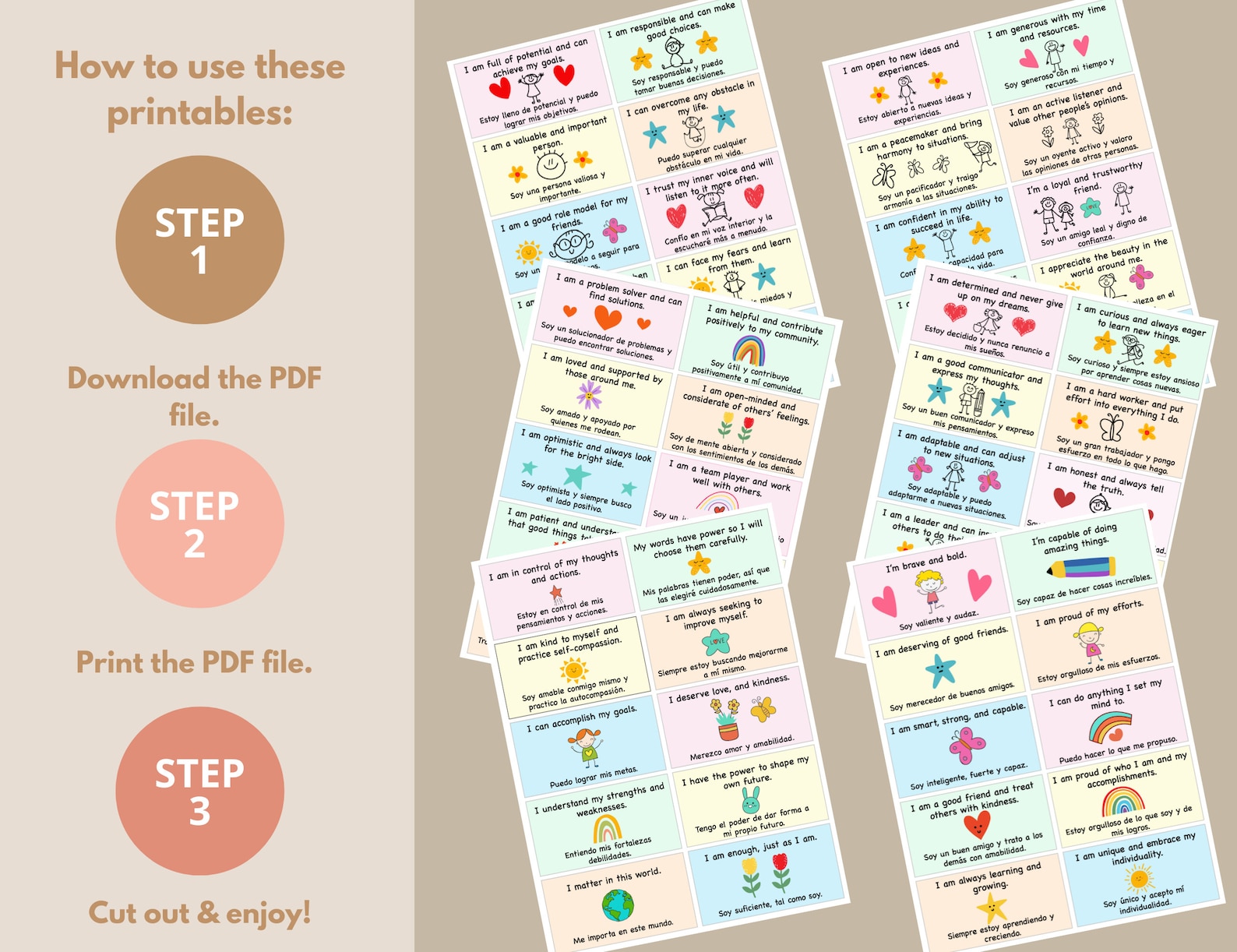 Positive Affirmation Cards for Kids, Printable Positivity Cards ...