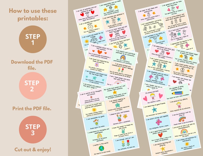 Positive Affirmation Cards for Kids, Printable Positivity Cards ...