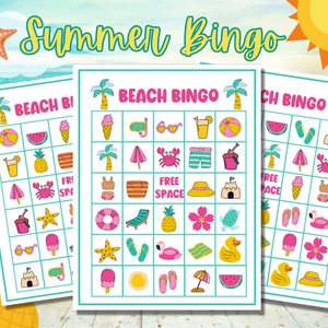 Printable Summer Bingo | Summer Party Game | Large Group Bingo | Travel ...