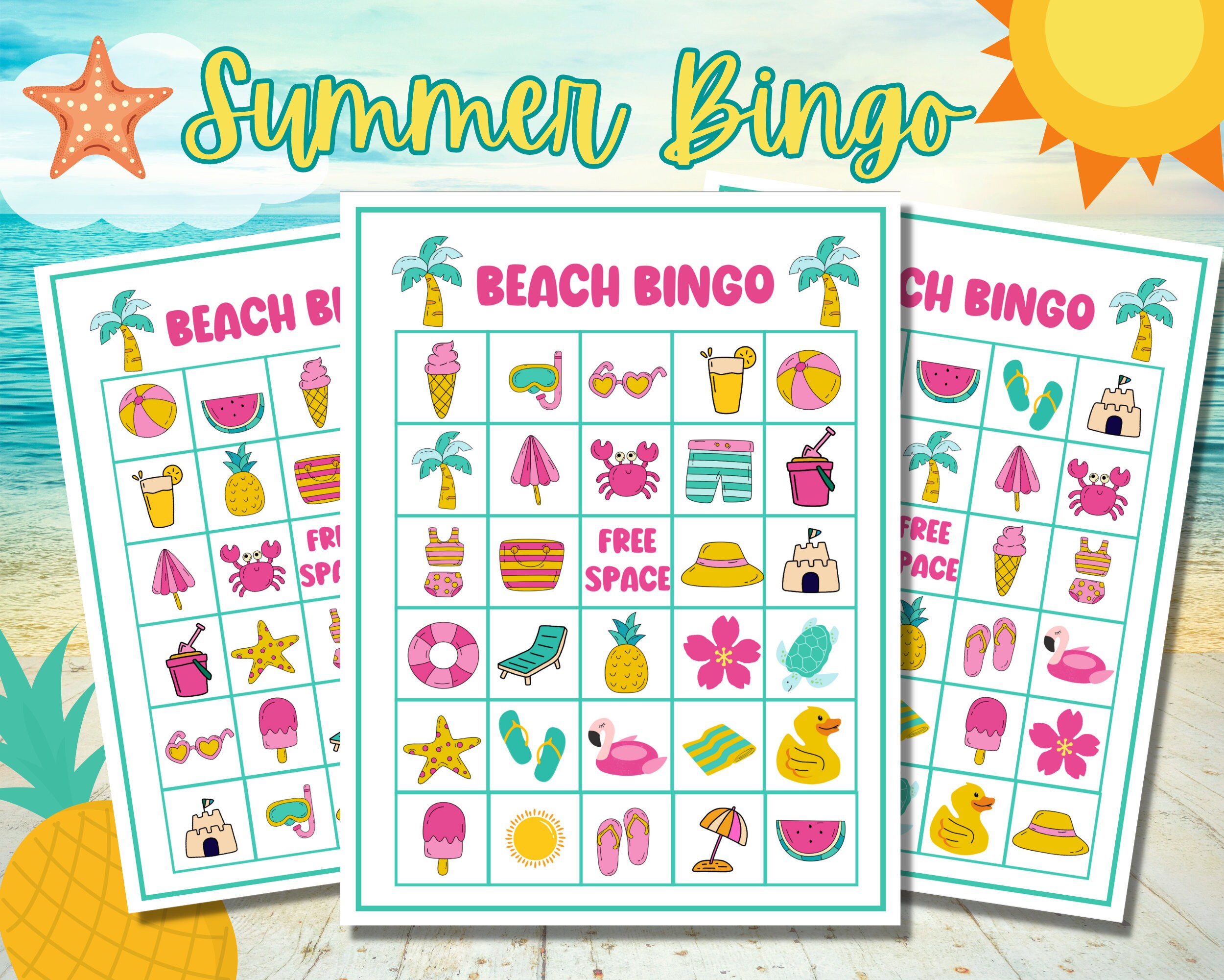 Printable Summer Bingo | Summer Party Game | Large Group Bingo | Travel ...