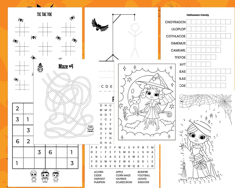 Halloween Activity Pages | Printable | Halloween Coloring | Word Search ...