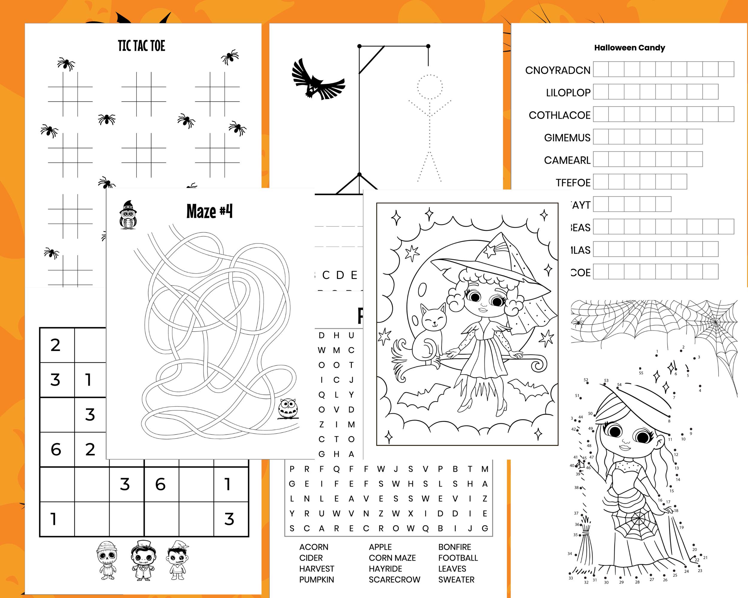 Halloween Activity Pages Printable Halloween Coloring Word Search ...