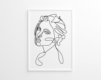 Abstract Female Face Print Printable One Line Drawing - Etsy