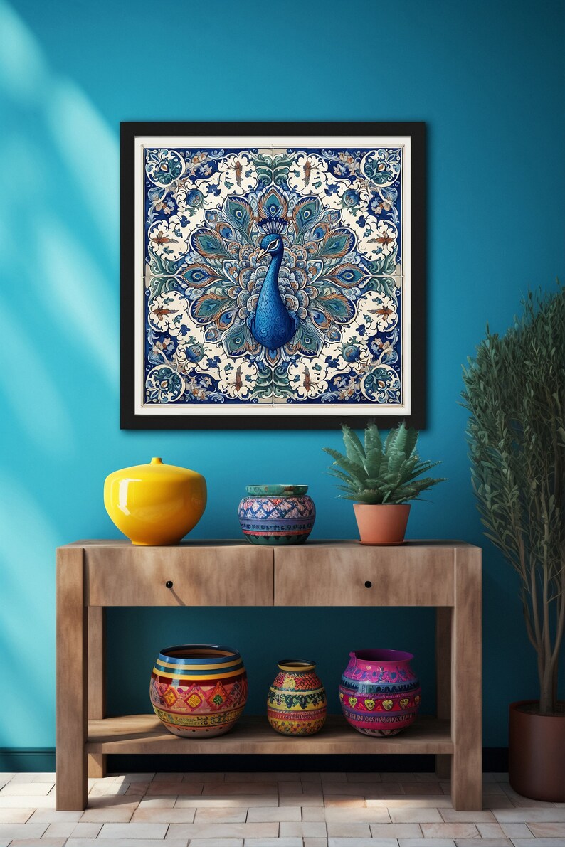 Peacock Wall Art, Bird Design Turkish Carpet, Ottoman Ceramic Wall ...