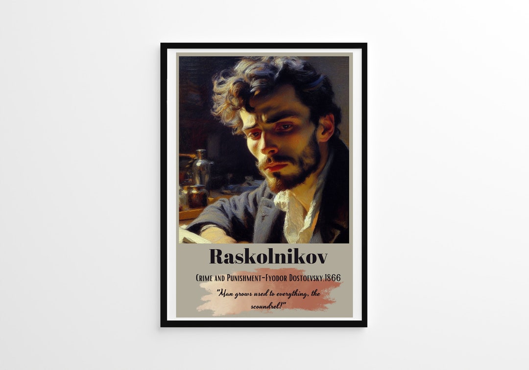 World Classics Wall Art, Digital Library Wall Decor, Crime and Punishment Character, Raskolnikov ...