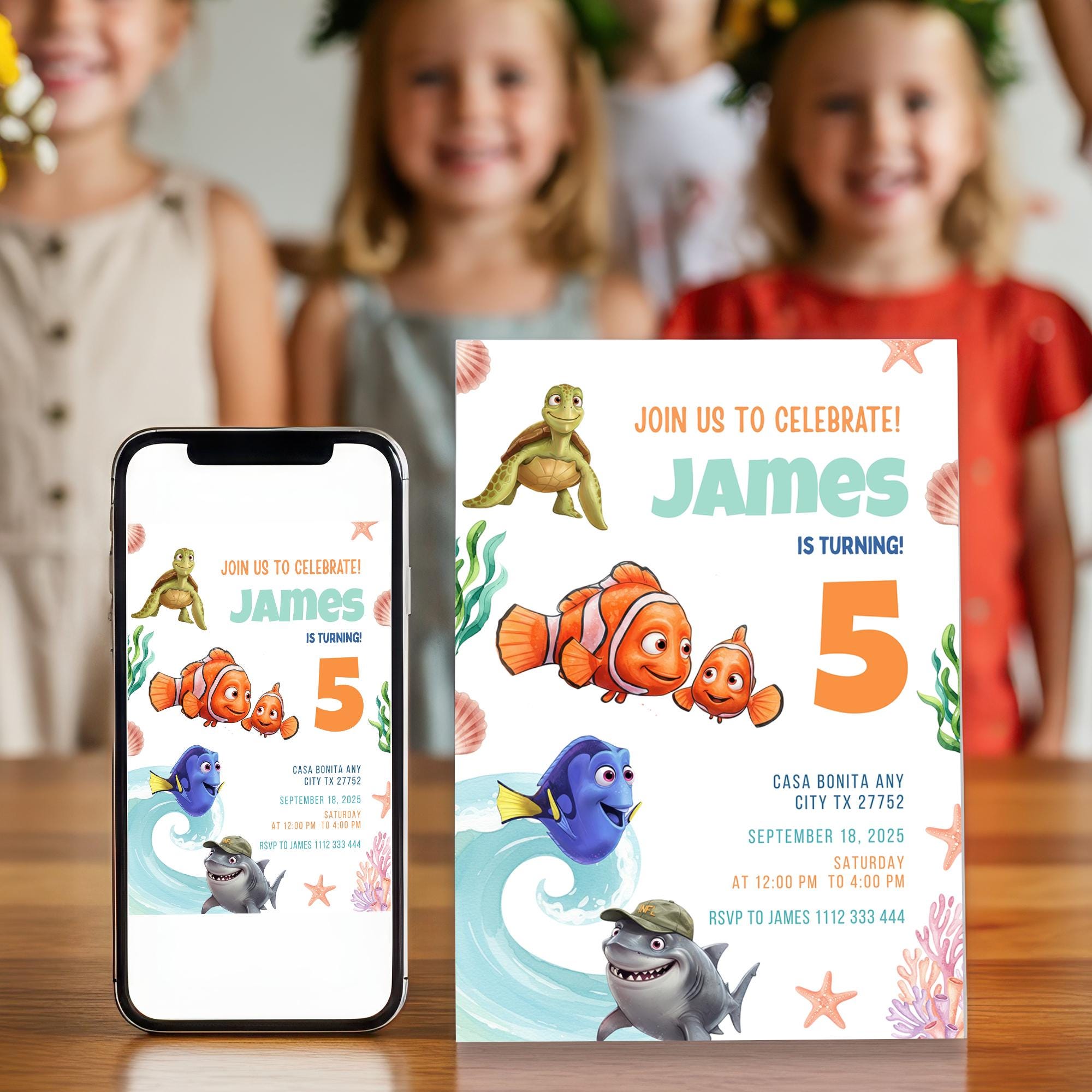Editable Finding Nemo Birthday Invitation, Under the Sea Party Template ...
