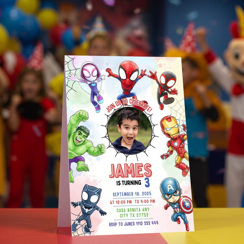 Spidey Birthday Invitation With Photo, Spidey and His Amazing Friends ...