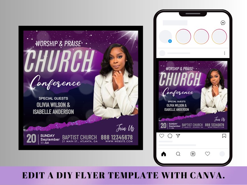 Church Flyer, DIY Flyer Template Design, Church Conference Flyer ... Church Flyer, DIY Flyer Template Design, Church Conference Flyer ...