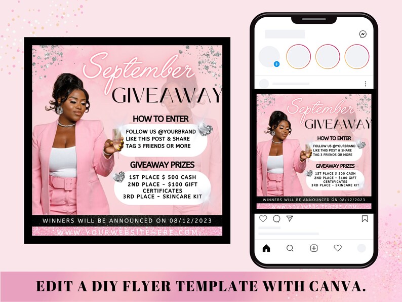 September Giveaway Flyer, DIY Flyer Template Design, September Lash ...