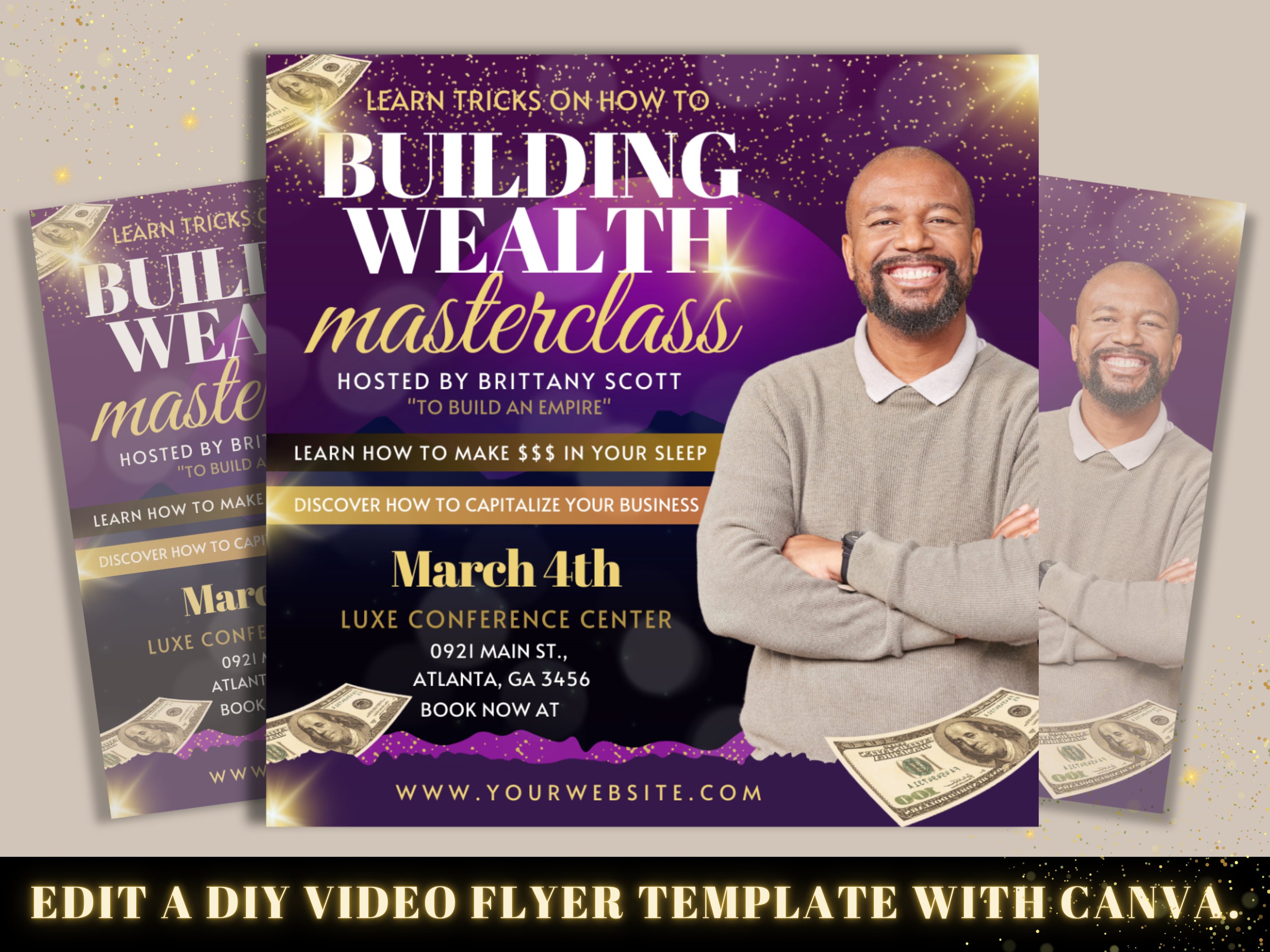 Wealth Masterclass Flyer, DIY Flyer Template Design, Wealth Building ...