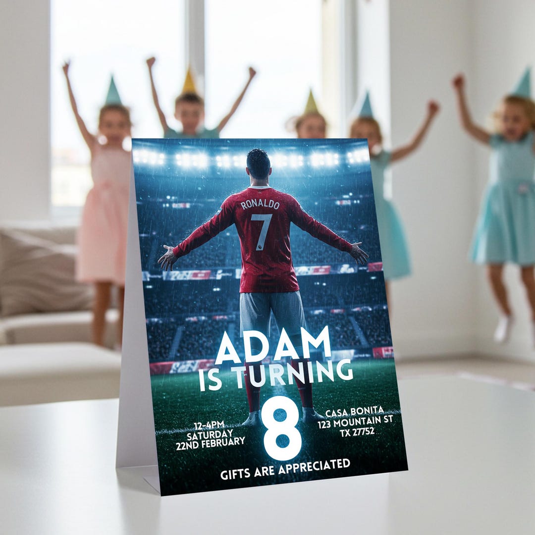 Ronaldo Birthday Invitation Night Theme | Soccer Birthday Invitation ...