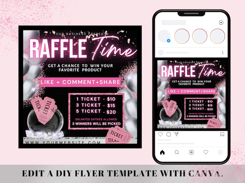 Raffle Flyer , DIY Flyer Design Template, Giveaway Flyer, Raffle Ticket ...