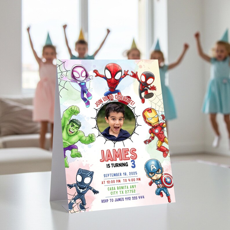 Spidey Birthday Invitation With Photo, Spidey and His Amazing Friends ...
