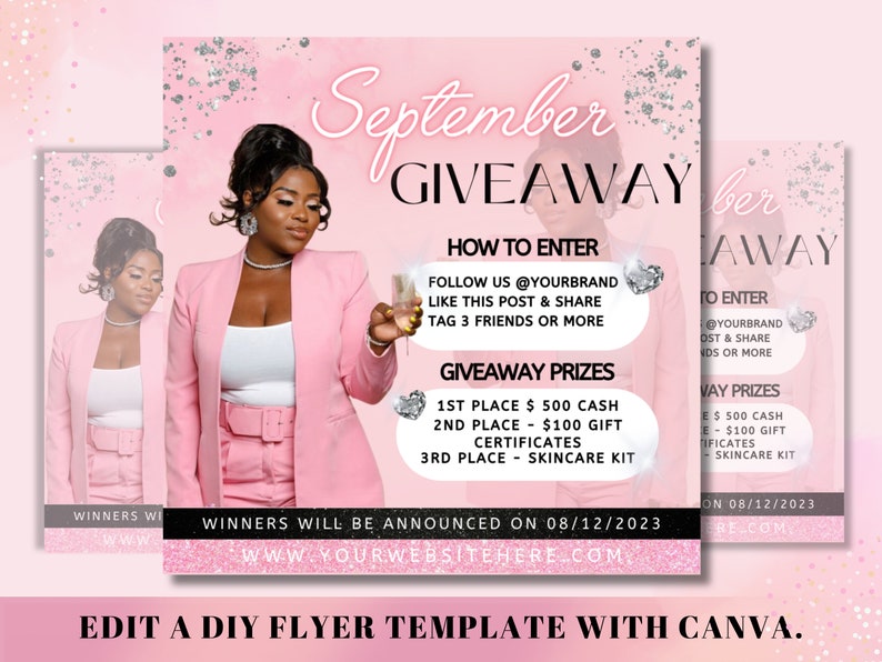 September Giveaway Flyer, DIY Flyer Template Design, September Lash ...