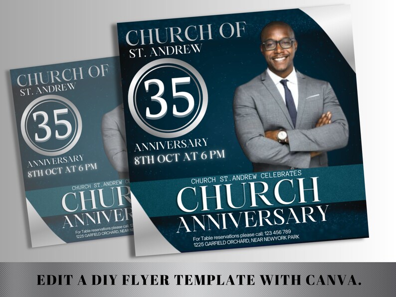 Editable Church Anniversary Flyer Template - Pastor Anniversary Flyer ...