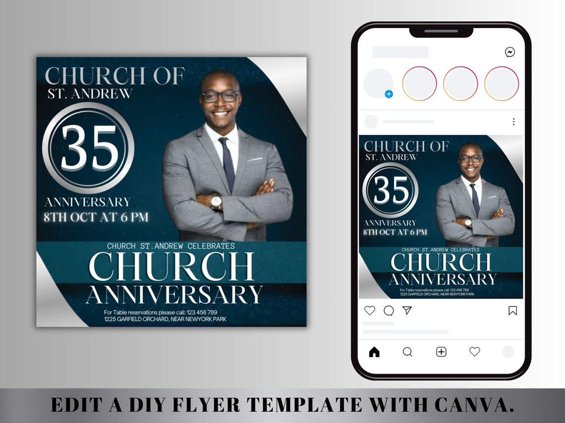 Editable Church Anniversary Flyer Template - Pastor Anniversary Flyer ...