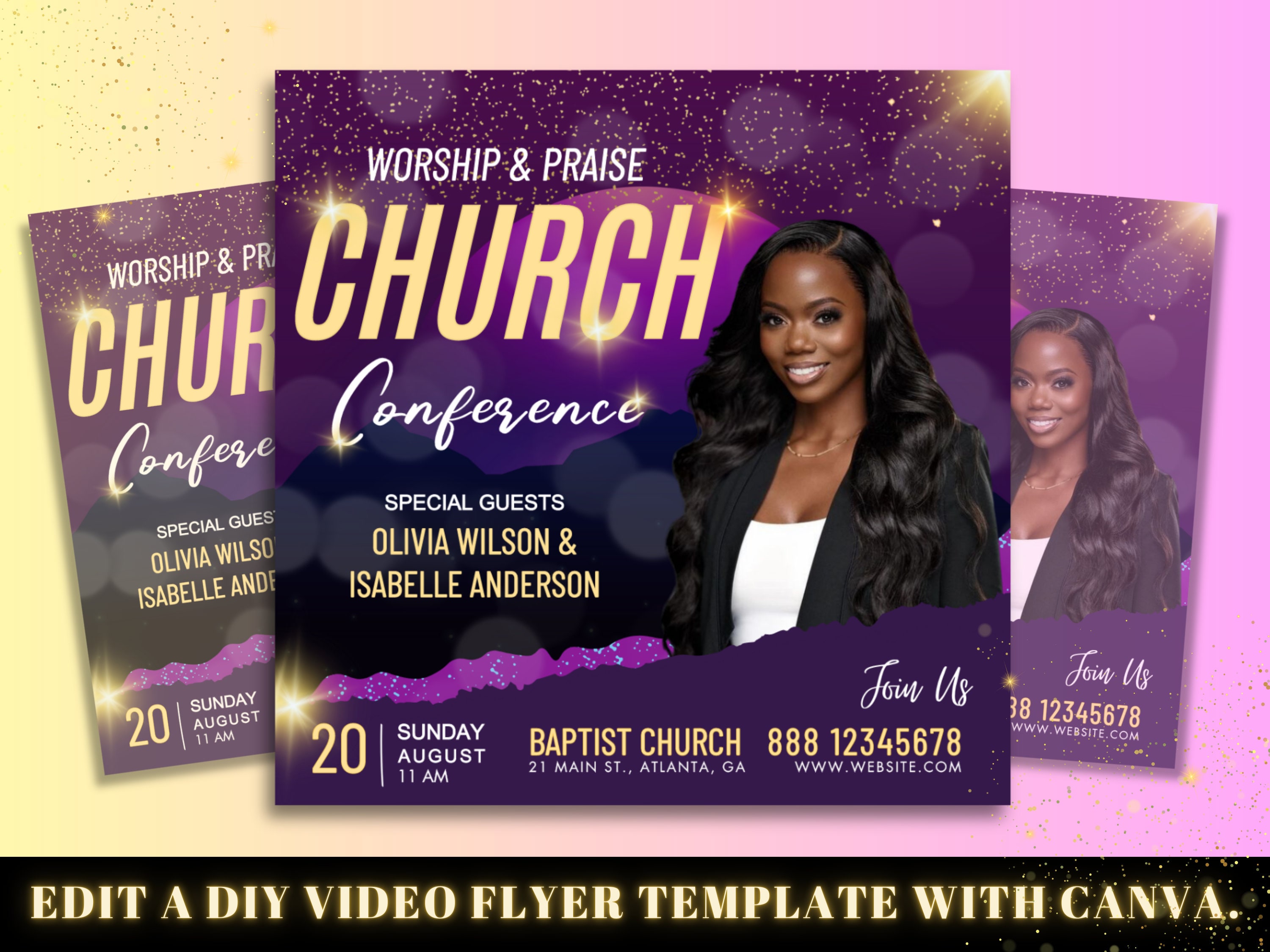 Church Flyer, DIY Flyer Template Design, Church Conference Flyer ... Church Flyer, DIY Flyer Template Design, Church Conference Flyer ...