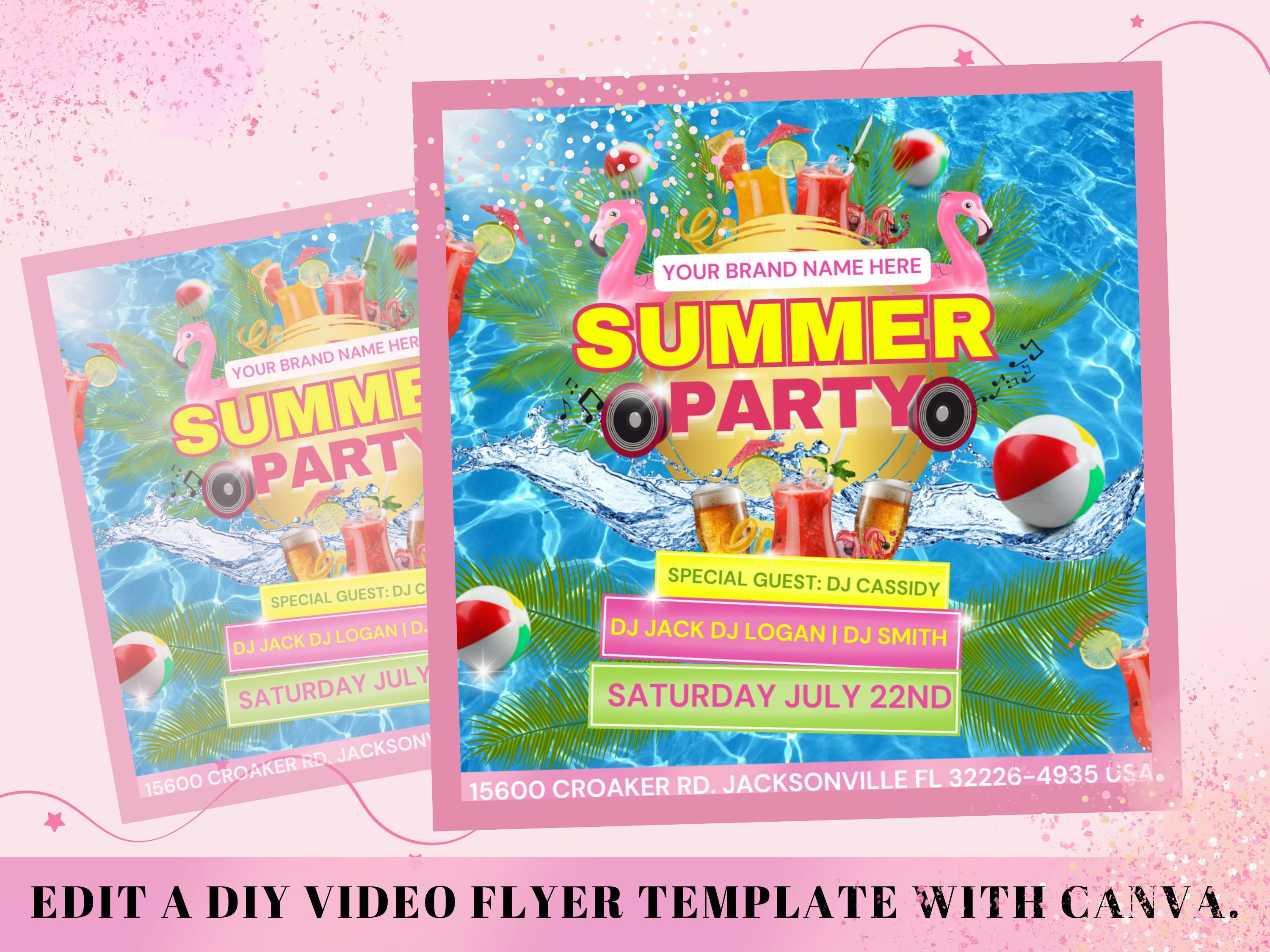 Summer Party Flyer, DIY Flyer Template Design, Pool Party Invite Flyer ...