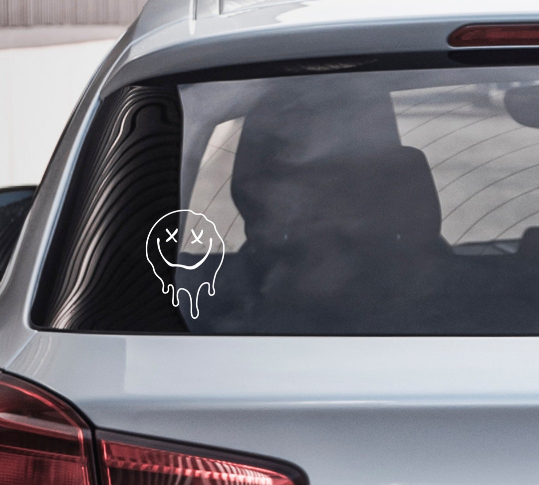 Dripping Smiley Face Car Decal, Vinyl Decals, Trendy, Car Accessories ...