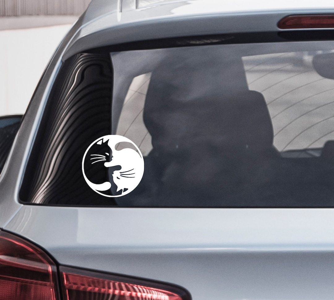 Cat Ying Yang Car Decal, Vinyl Decals, Trendy, Car Accessories, Gifts ...
