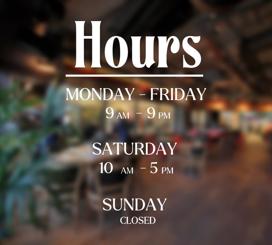 Personalized Business Hours Decal, Custom Window Door Lettering ...