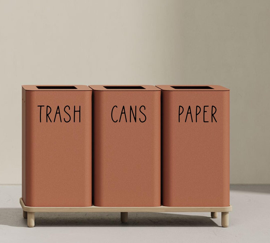 Trash & Recycle Decal Set, Trash Can Labels, Business Signage, Kitchen ...