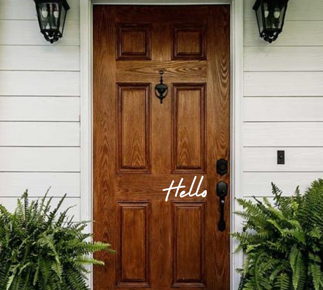 Hello Front Door Decal, Hello Vinyl Decal, Front Door Decal, Entry Wall ...