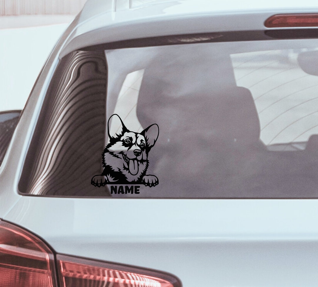Corgi Custom Name Dog Decal, Car Decal, Dog Face, Dogs, Vinyl ...