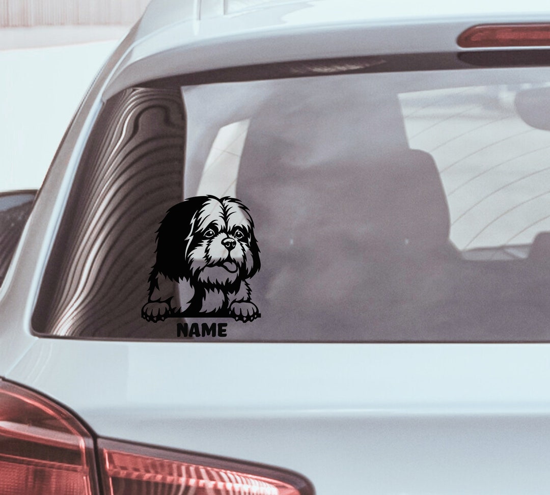 Shitzu Custom Name Dog Decal, Car Decal, Dog Face, Dogs, Vinyl ...