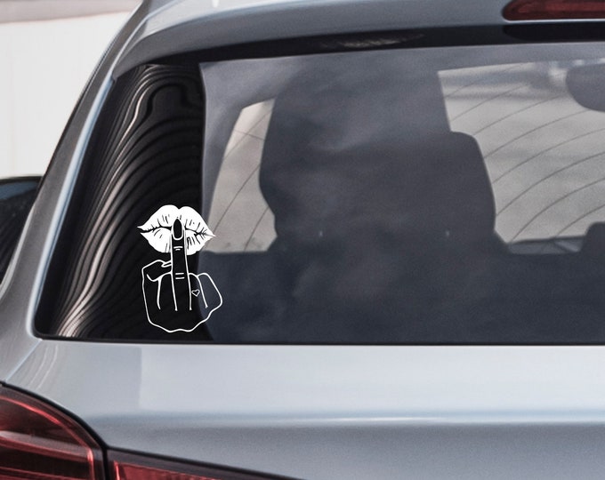 Middle Finger Kiss Car Decal, Vinyl Decals, Trendy, Car Accessories ...