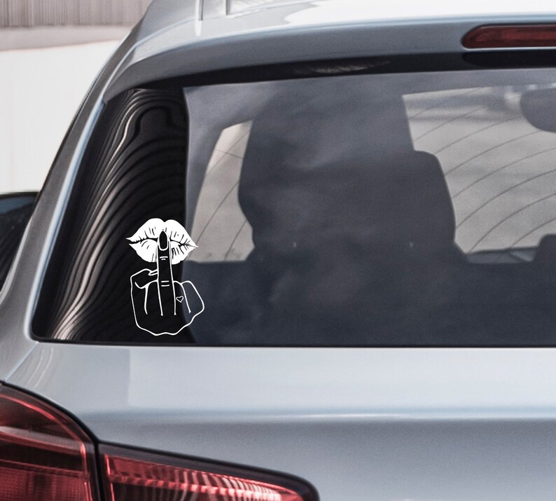 Middle Finger Kiss Car Decal, Vinyl Decals, Trendy, Car Accessories ...