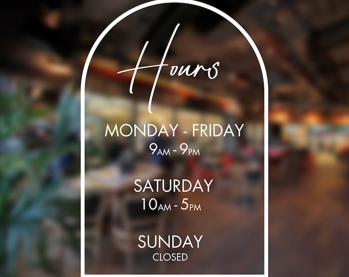 Personalized Business Hours Decal, Custom Window Door Lettering ...