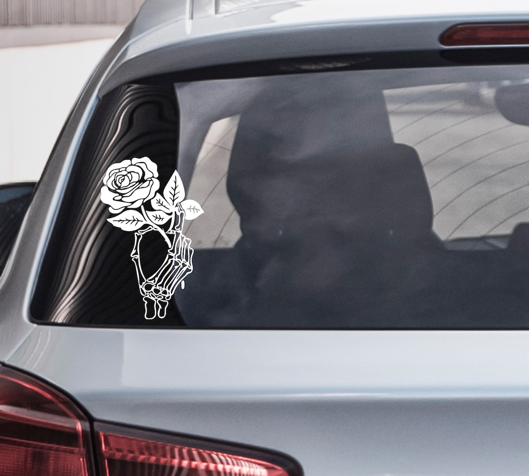 Skeleton Hand and Rose Car Decal, Car Accessories, Gifts, Laptop, Water ...