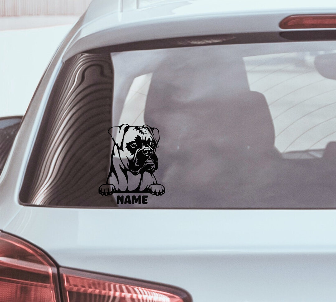 Boxer Custom Name Dog Decal, Car Decal, Dog Face, Dogs, Vinyl ...