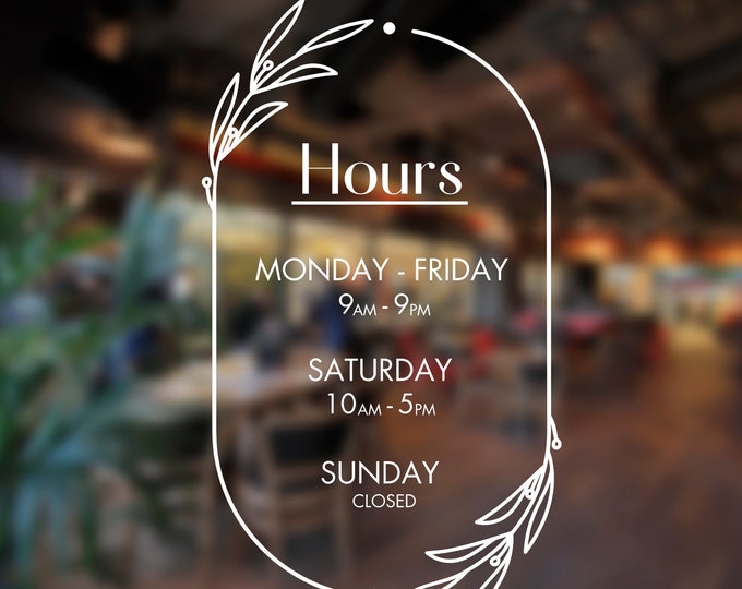 Personalized Business Hours Decal, Custom Window Door Lettering ...