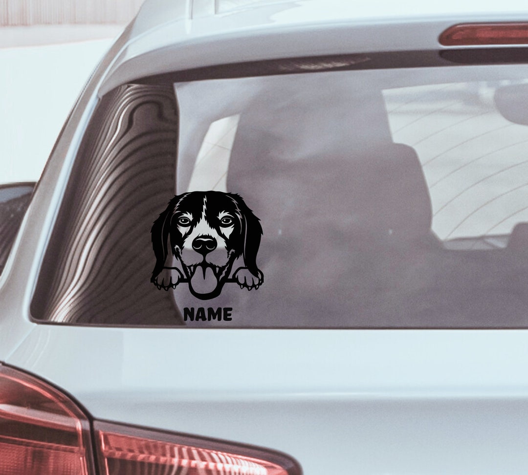 Beagle Custom Name Dog Decal, Car Decal, Dog Face, Dogs, Vinyl ...