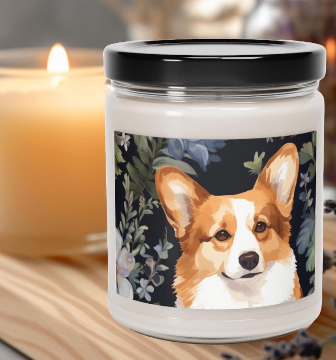 Floral Corgi Candle Scented Soy Candle 9oz Corgi Lovers Gift Corgi ...