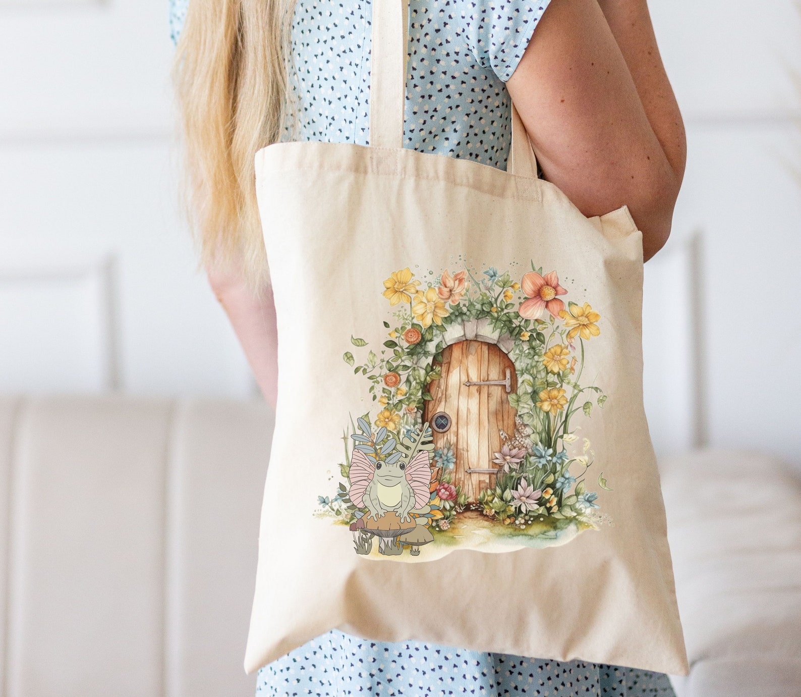 Floral Fairy Door Tote Bag Fairy Frog Tote Fairycore Bag Fairycore Gift ...