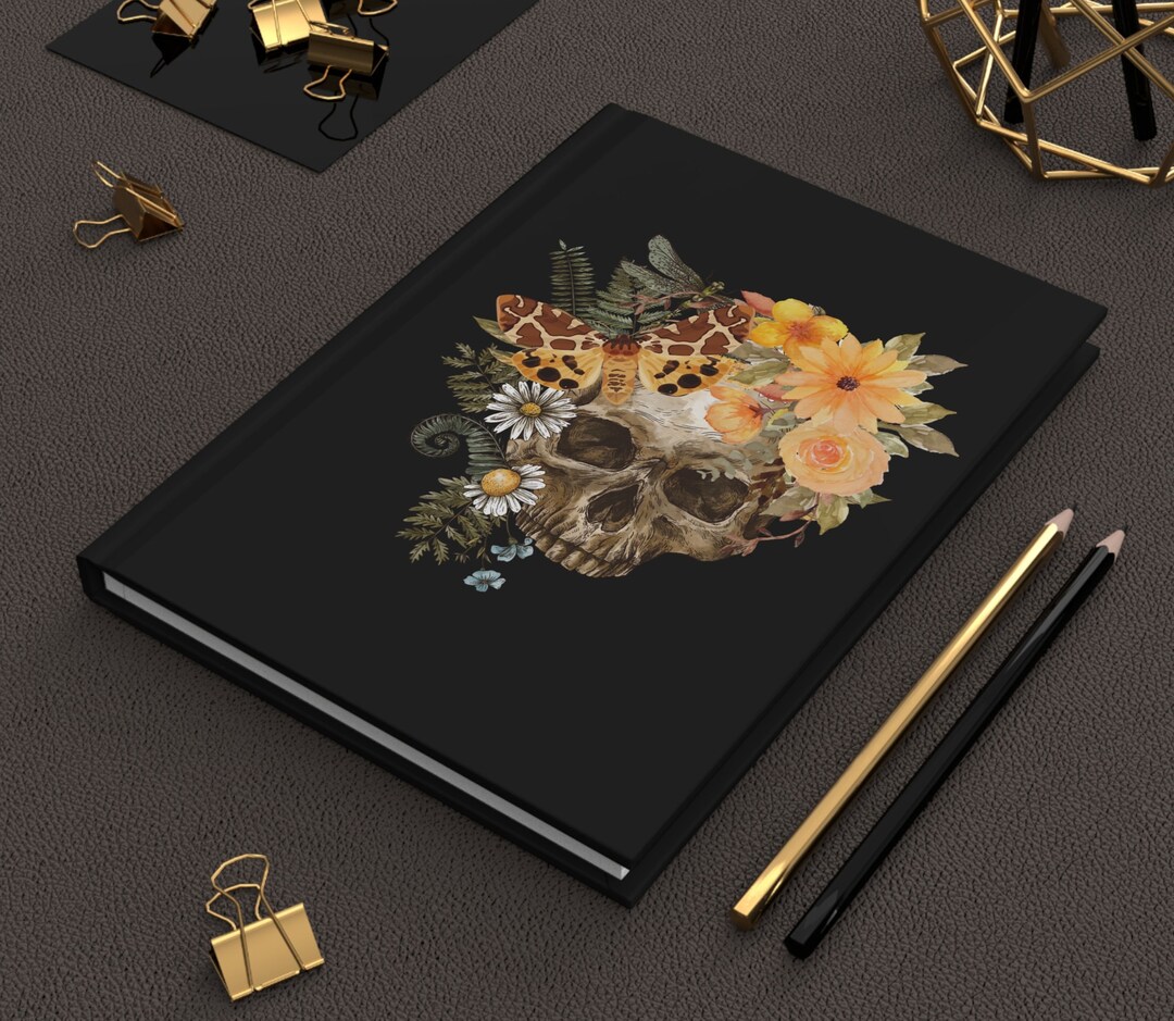 Floral Skull Hardcover Journal Skull Notebook Skull Gift Gothic Journal ...