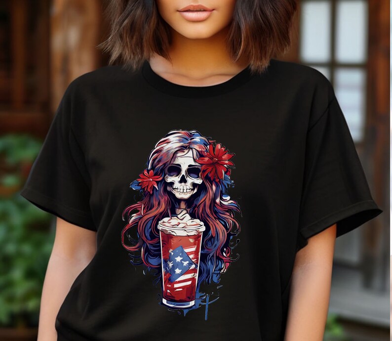 Skeleton Girl Iced Coffee T-shirt Skeleton Shirt Skeleton Gift Skeleton ...