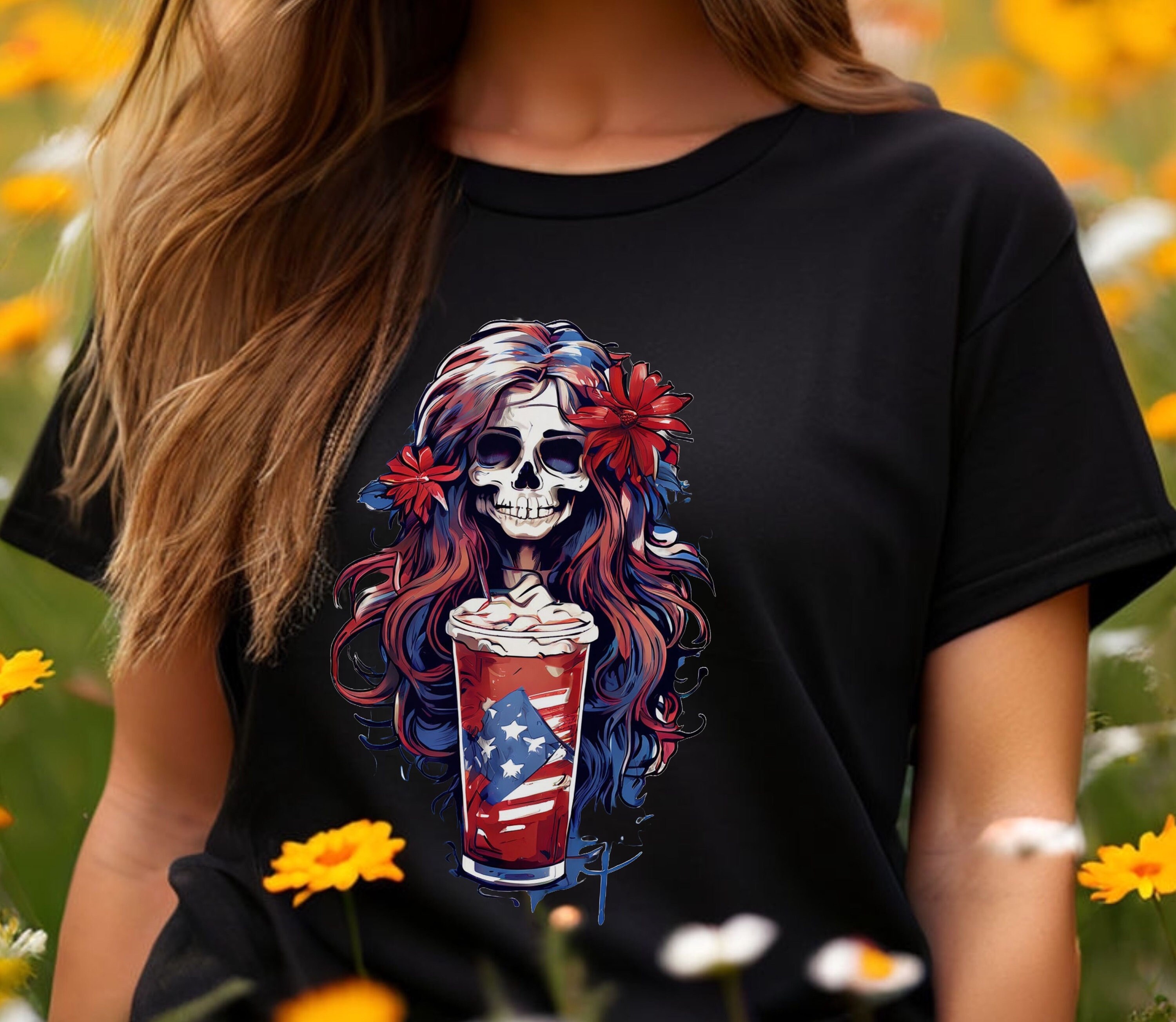 Skeleton Girl Iced Coffee T-shirt Skeleton Shirt Skeleton Gift Skeleton ...