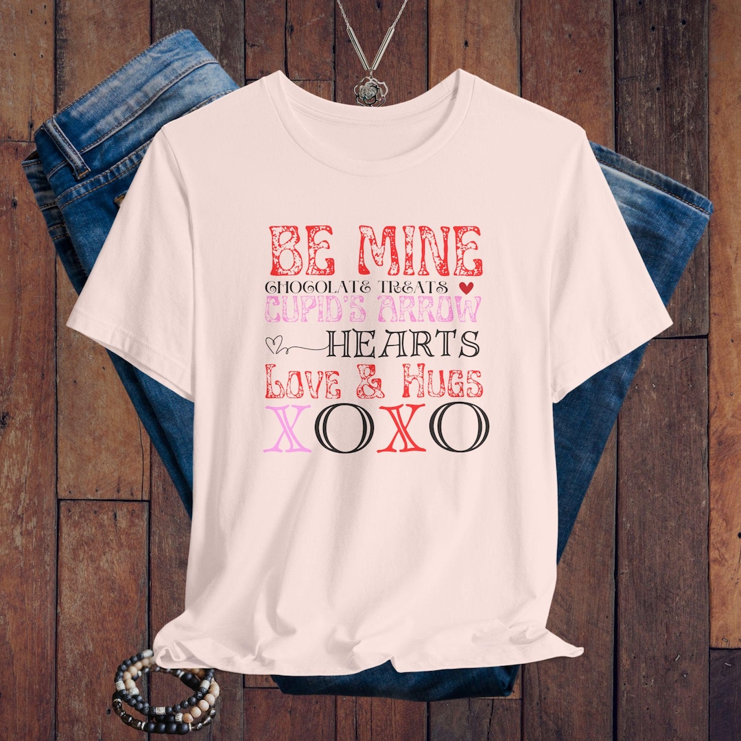 Valentines Day Words T-shirt Hugs Kisses and Love Design February Love ...