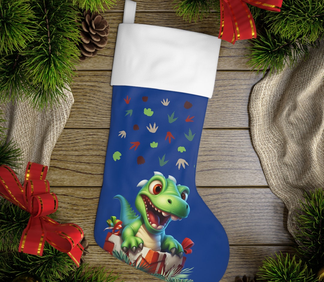 T-rex Dinosaur Holiday Stocking Dinosaur Stocking Xmas - Etsy