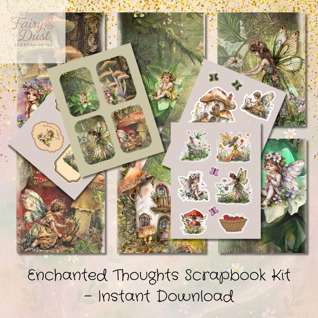 Fairy Scrapbook Kit Printable Junk Journal Pages Fairycore Journaling ...