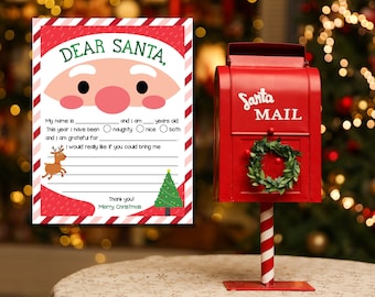Letter to Santa Printable Fill-in-the-blank Letter to Santa Santa ...