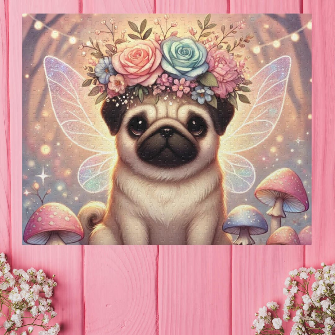 Puzzle, Fairy Pug Puzzle 500 Piece Fun and Challenging Activity for All ...