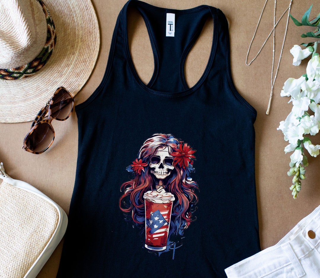 Skeleton Girl Iced Coffee Tank Top Skeleton Tank Summer Tank Top ...