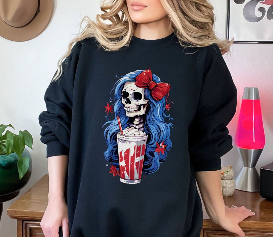 Skeleton Iced Coffee Sweatshirt Skeleton Sweater Skeleton Gift Skeleton ...