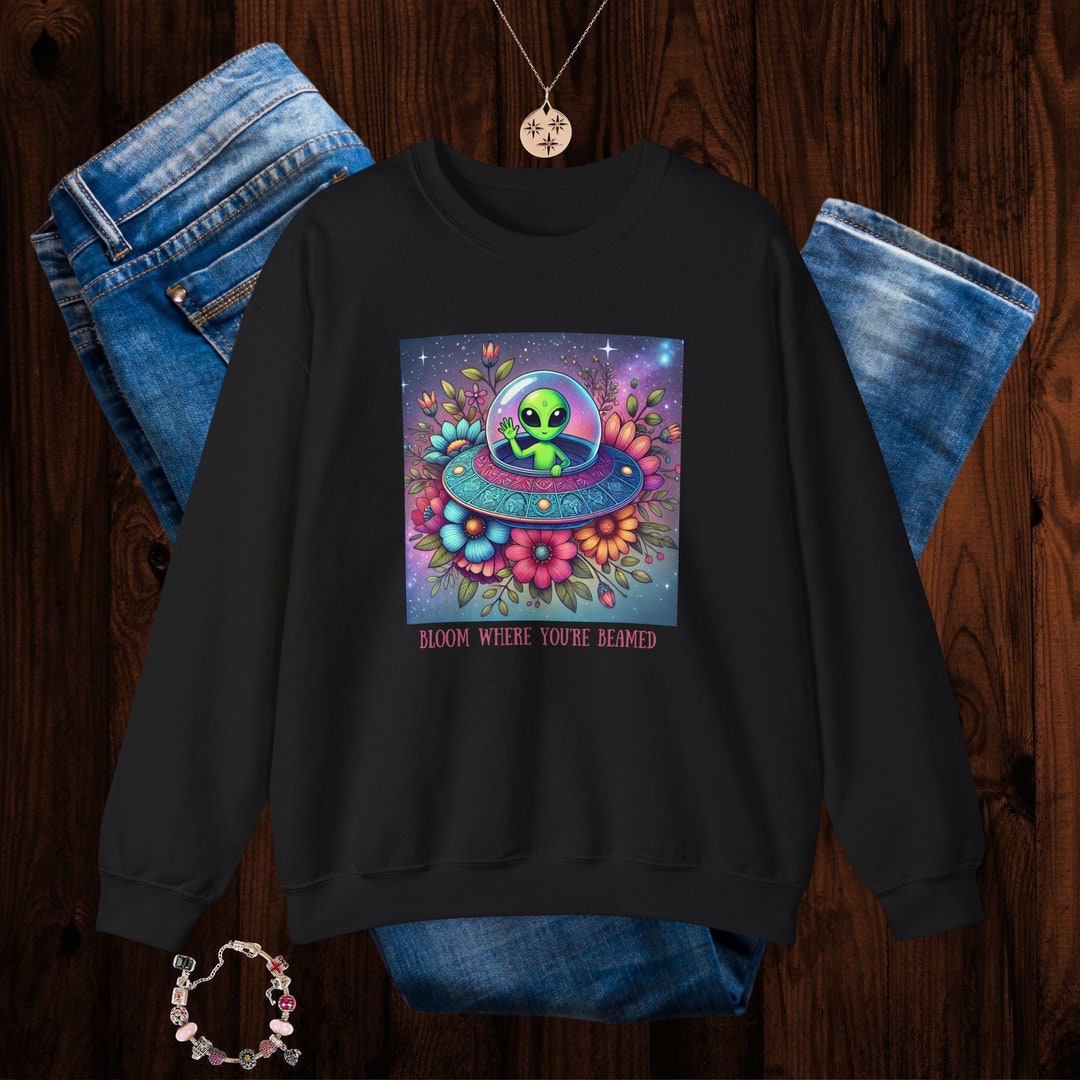 Funny UFO Sweatshirt Alien Spaceship Sweater Hilarious UFO Pullover ...